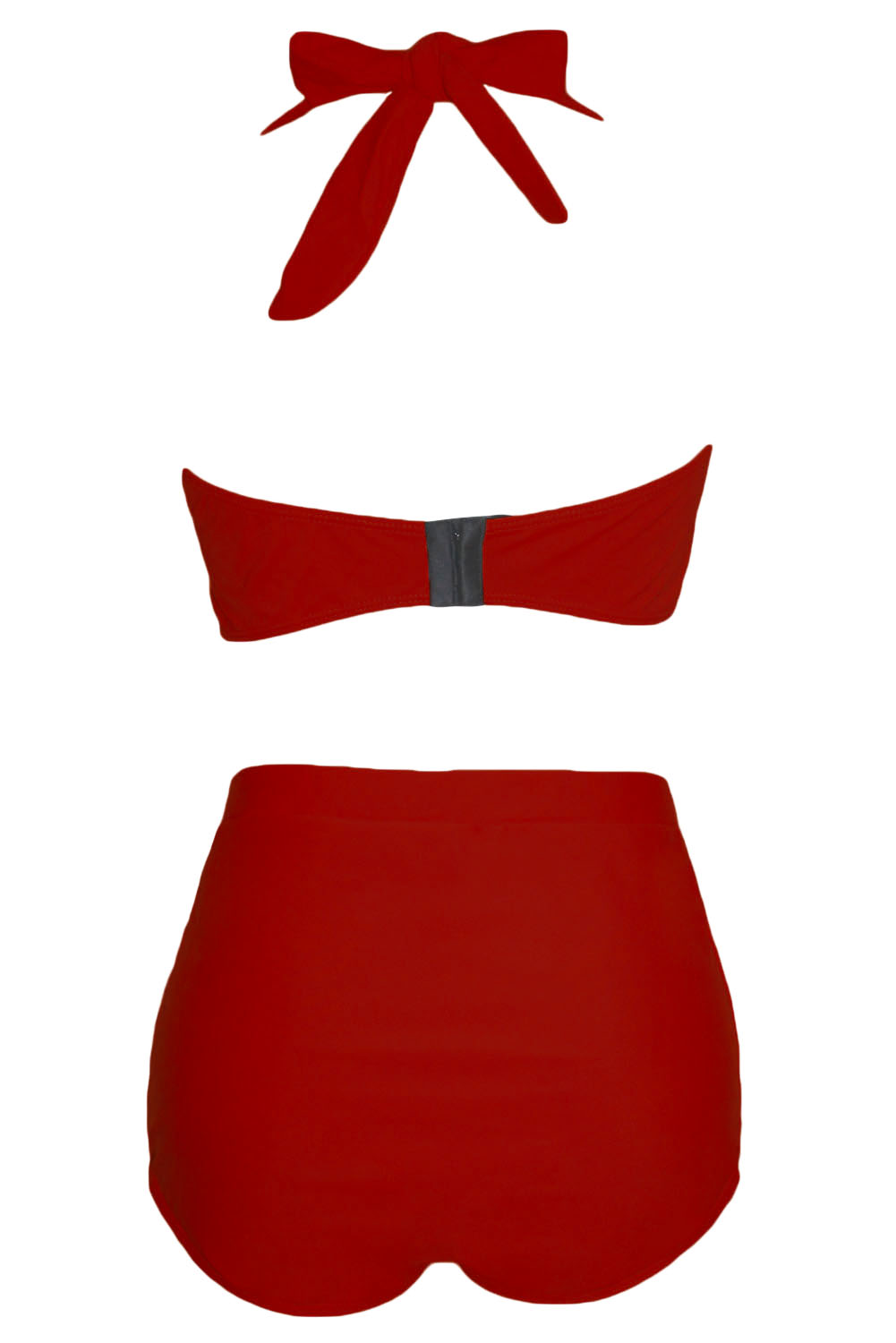 Sexy Halterneck High Waisted Red Two Piece Swimsuit Bikinis Swimwear